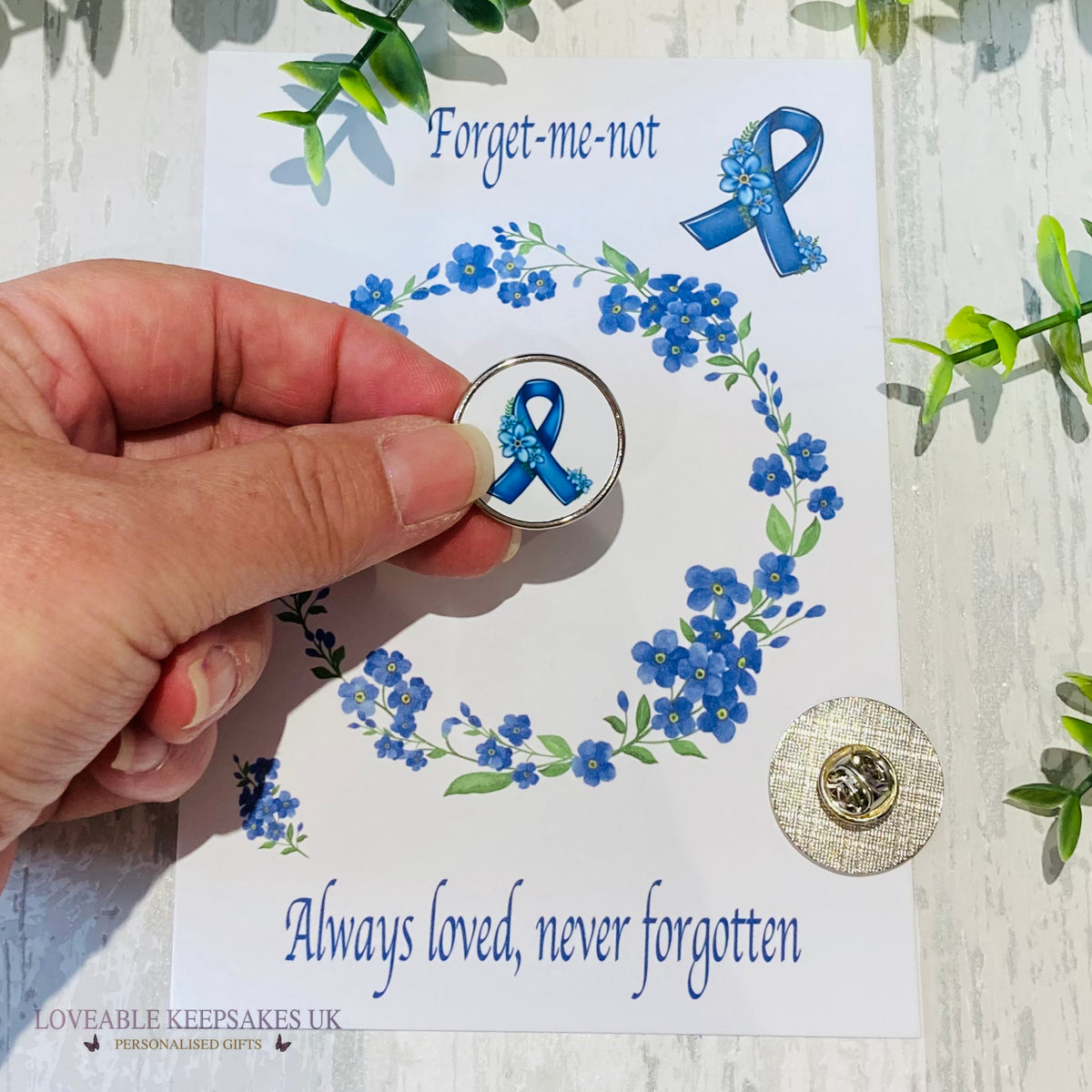 Forget Me Not Pin Badge, Dementia Awareness-in Memory, Funeral Favours ...
