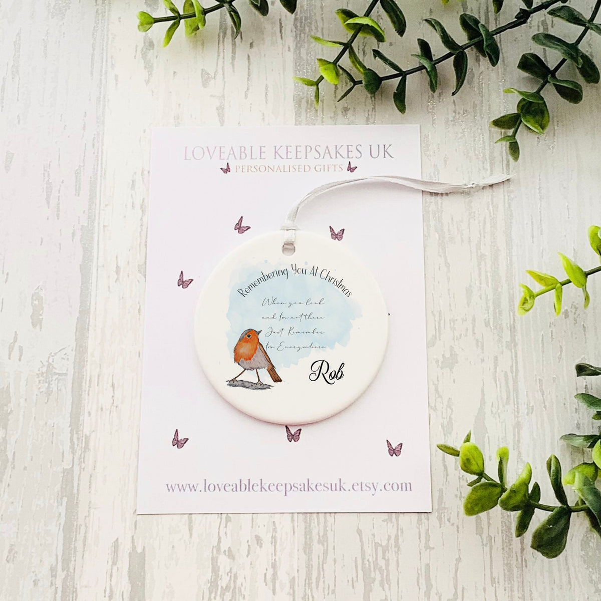 Personalised Robin Remembering You At Christmas Bauble, Tree Decoratio ...